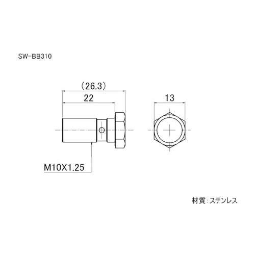 SWAGE LINE(スウェッジライン) バンジョーボルト ステンレス M10*1.25 L22 シングル 2個入り SW-BB310 : RITTER - 通販 - Yahoo!ショッピング