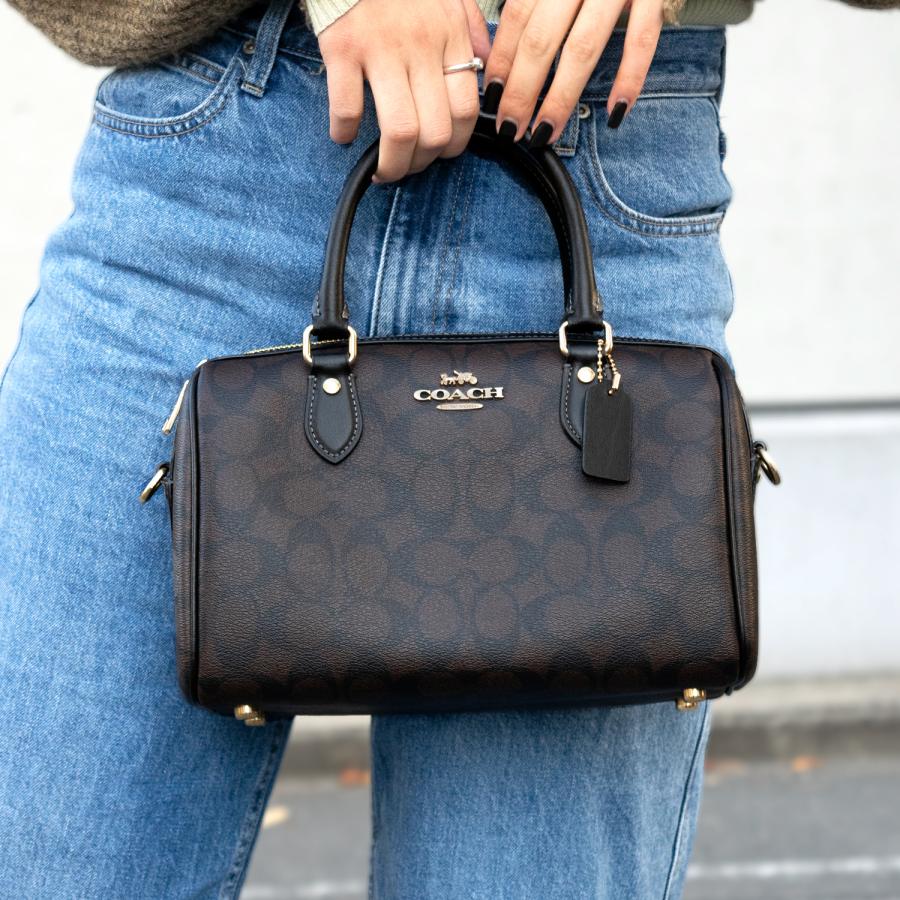 COACH コーチ バッグ レディース ショルダーバッグ 2WAY ハンドバッグ アウトレット ブラウン×ブラック シグネチャー ローワン ...