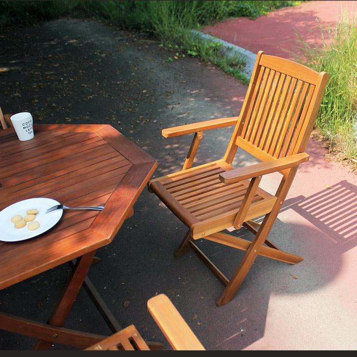 ガーデン テーブル セット 110幅 ガーデン5点セット ガーデンセット 木製 八角 テーブル チェア 折りたたみ 折り畳み 4人 グランピング 八角シリーズ :81062x1-81059x4 ...