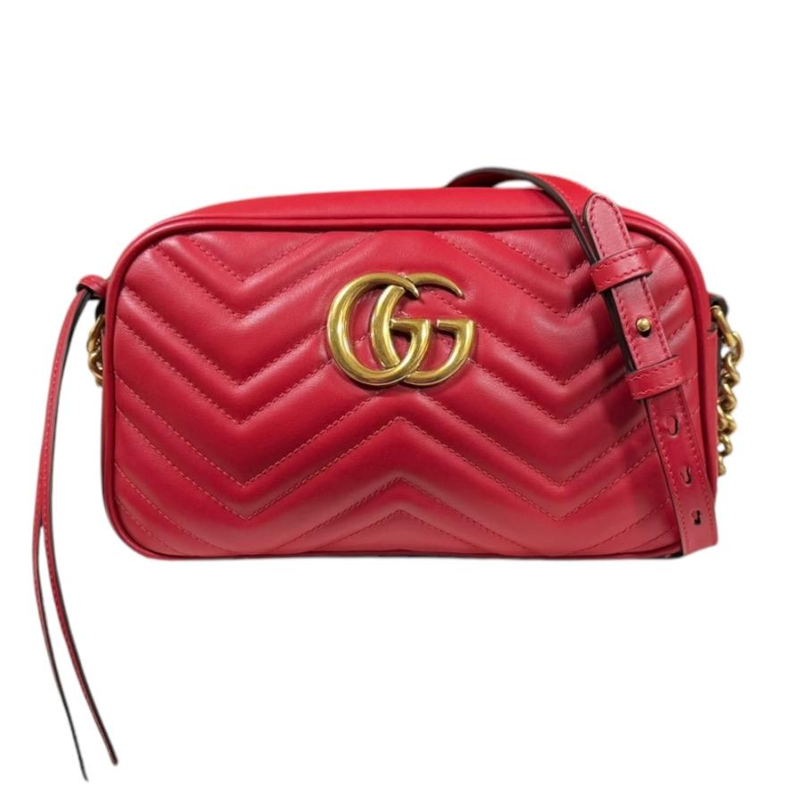 GUCCI グッチ GGマーモント ショルダーバッグ レザー 447632 レッド レディース 中古 美品 : R&Kリサイクルキング ...