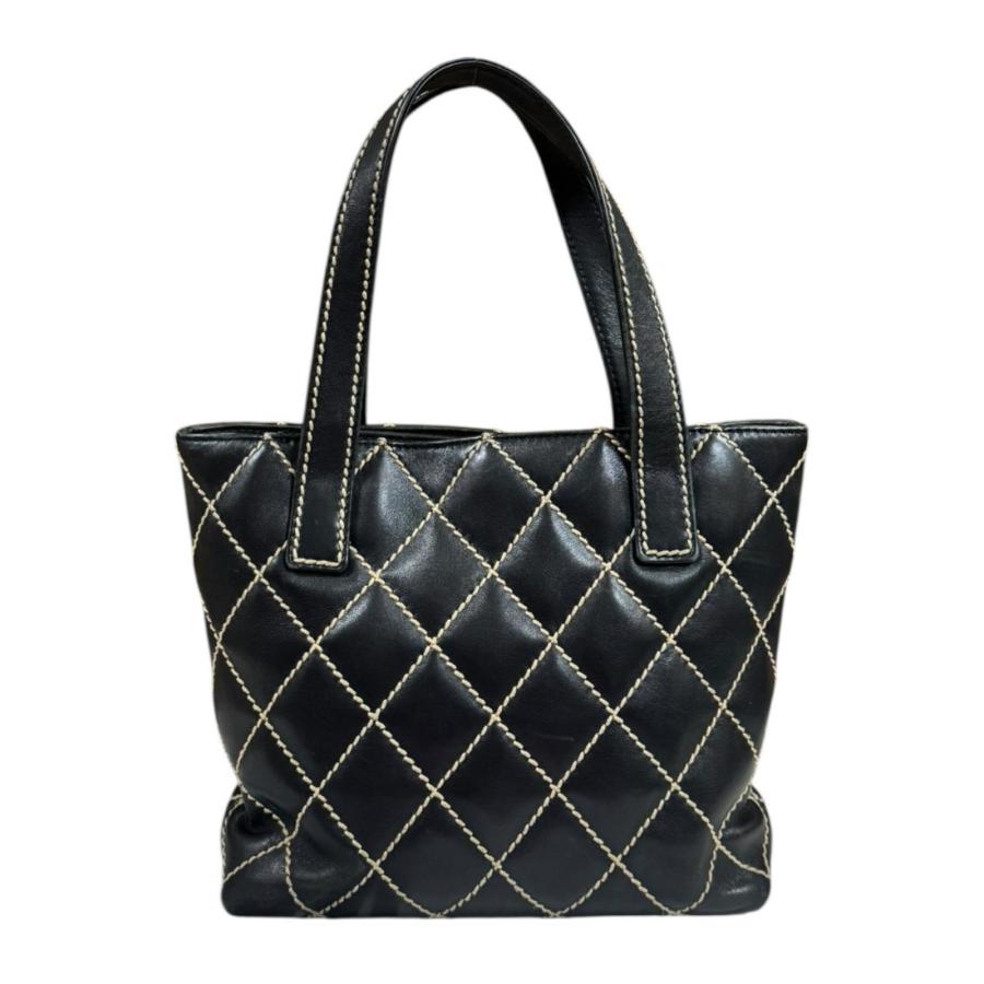 シャネル CHANEL ワイルドステッチ ハンドバッグ バッグ レザー レディース ブラック系 【中古】 CHANEL（シャネル） ワイルドステッチ ハンドバッグ レザー レディース