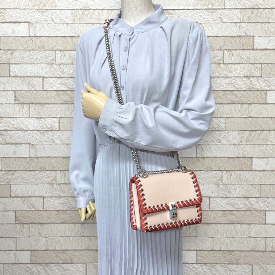 フェンディ キャナイ ミニ ショルダーバッグ レザー 8M0381 ピンク