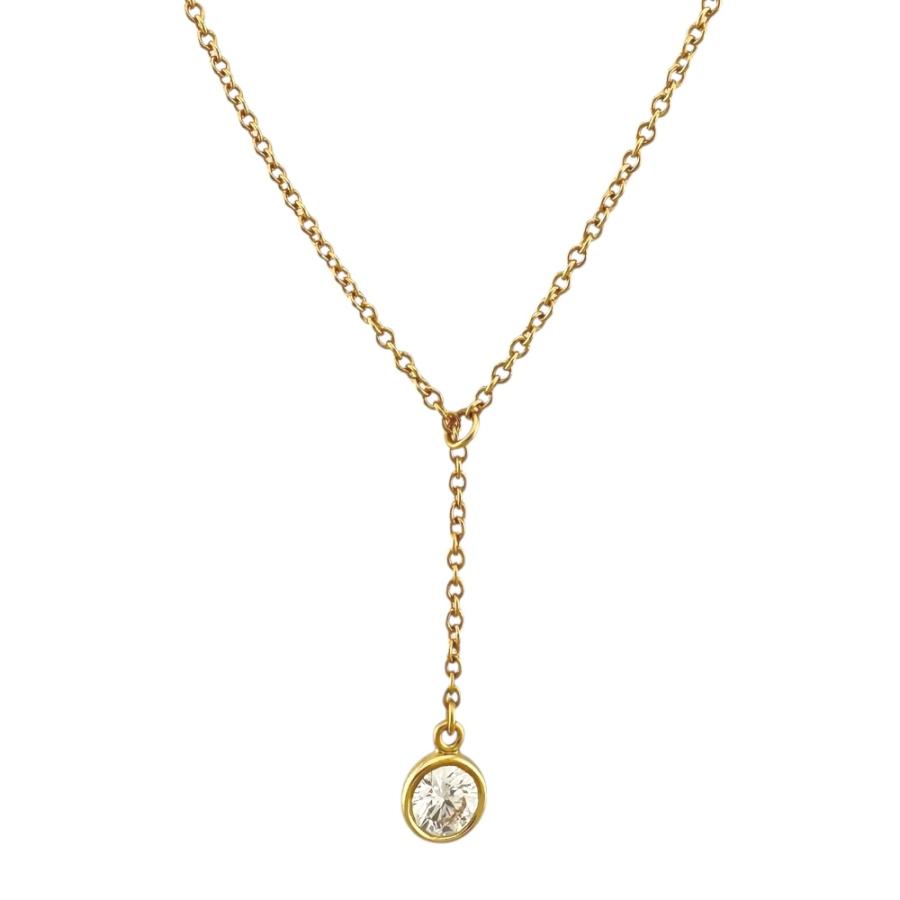 TIFFANY&Co. ティファニー バイザヤードラリエット 約0.17ct ネックレス 18金 K18イエローゴールド ダイヤモンド レディース 中古 美品 : R&Kリサイクルキング ...