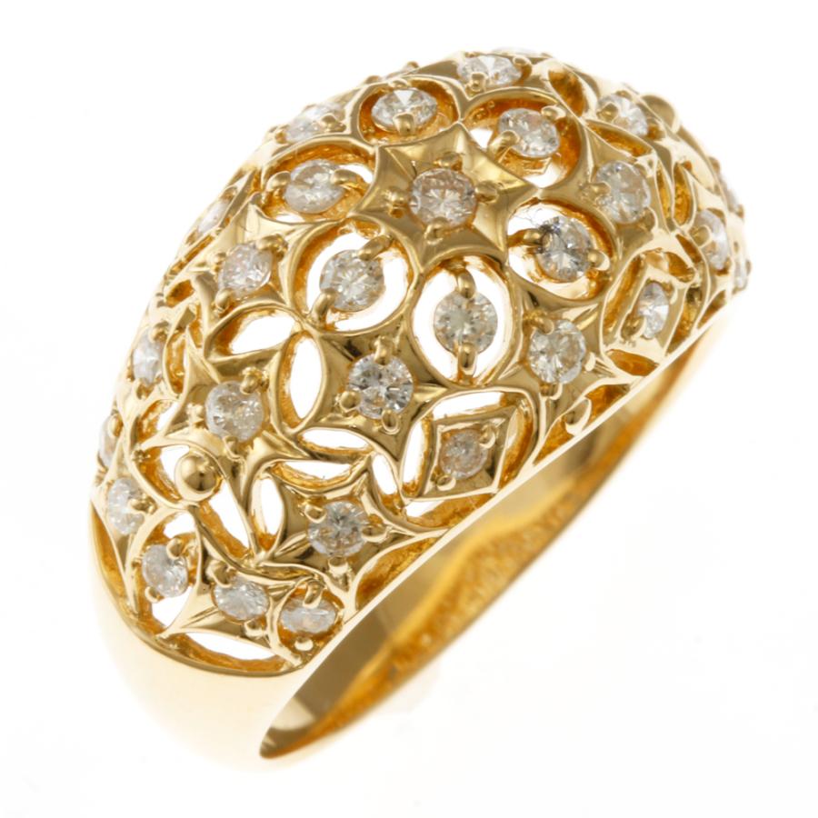 リング 指輪 14号 花 フラワー 透かし 18金 K18イエローゴールド ダイヤモンド 0.60ct中古 美品 : R&KリサイクルキングYahoo!店 - 通販 - Yahoo!ショッピング