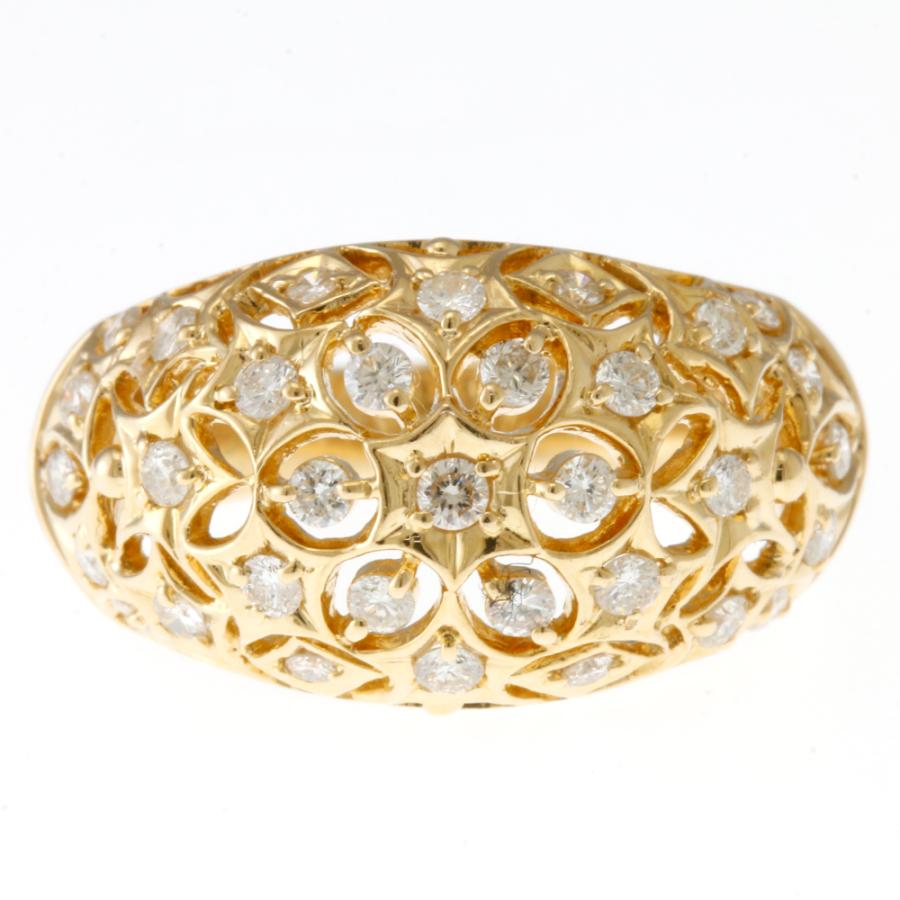 リング 指輪 14号 花 フラワー 透かし 18金 K18イエローゴールド ダイヤモンド 0.60ct中古 美品 : R&KリサイクルキングYahoo!店 - 通販 - Yahoo!ショッピング