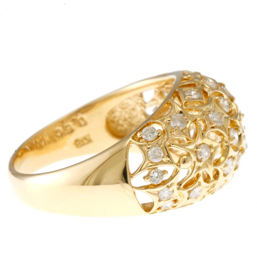 リング 指輪 14号 花 フラワー 透かし 18金 K18イエローゴールド ダイヤモンド 0.60ct中古 美品 : R&KリサイクルキングYahoo!店 - 通販 - Yahoo!ショッピング