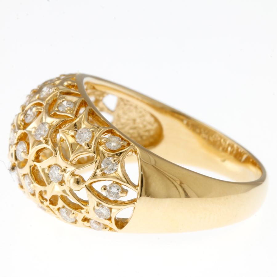 リング 指輪 14号 花 フラワー 透かし 18金 K18イエローゴールド ダイヤモンド 0.60ct中古 美品 : R&KリサイクルキングYahoo!店 - 通販 - Yahoo!ショッピング
