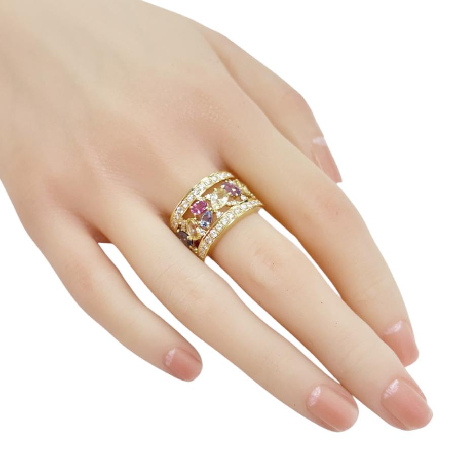 リング 指輪 14号 18金 K18イエローゴールド ダイヤモンド 1.08ct サファイア 3.61ct レディース 中古 美品 : R&KリサイクルキングYahoo!店 - 通販 ...