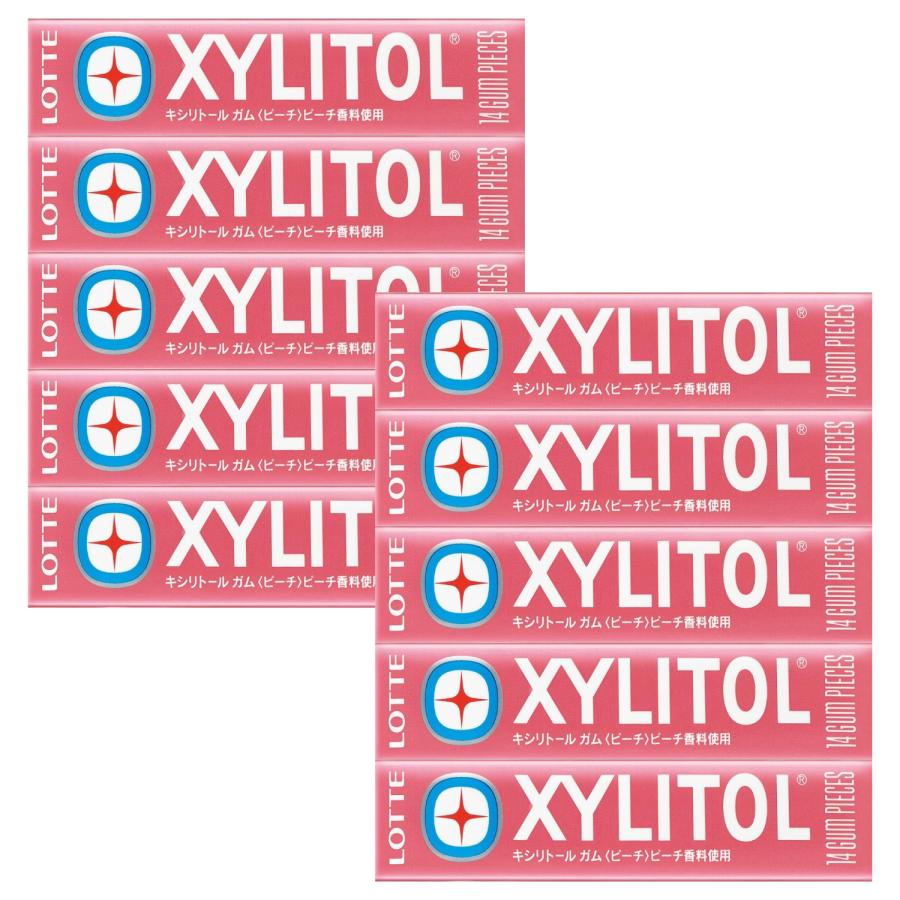 ロッテ（LOTTE） キシリトールガム ピーチ 14粒 ×10個 : R&Kヤフー店