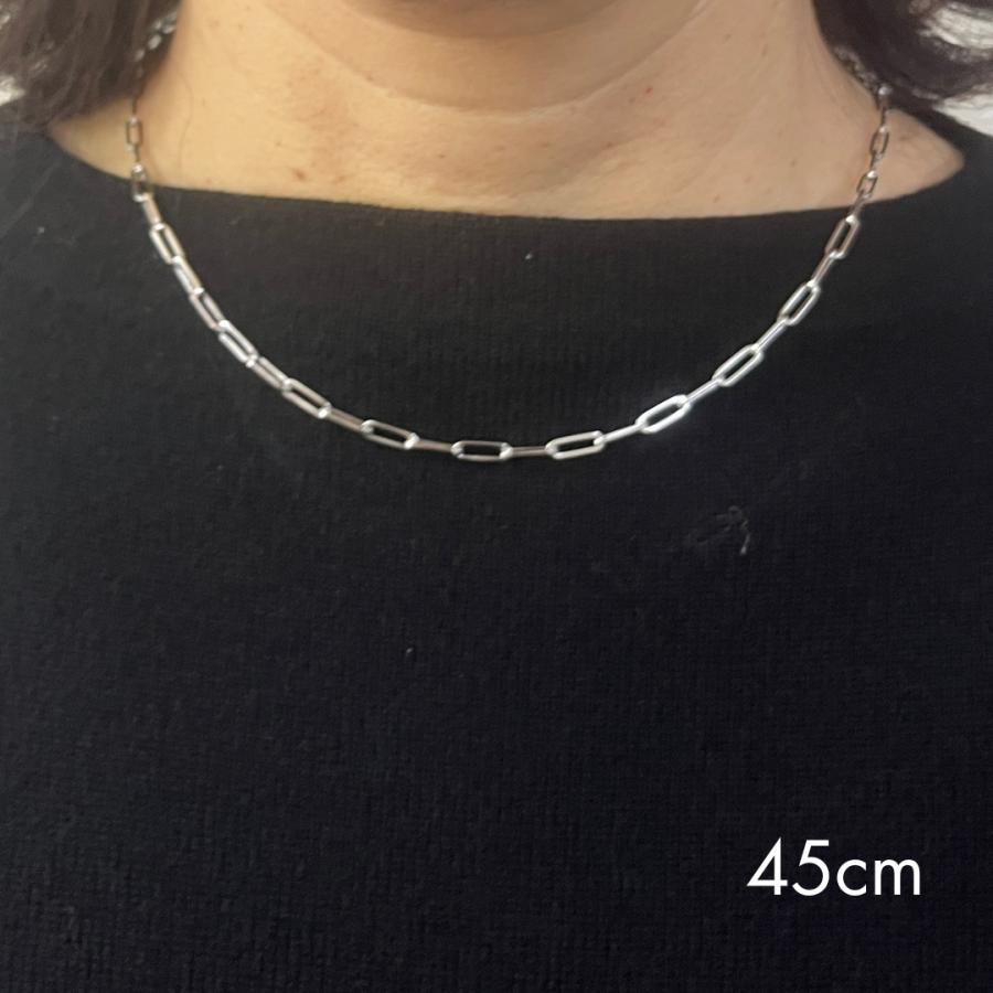 18金 ホワイトゴールド ペーパークリップ ネックレス チェーン 幅3mm 45cm 50cm 60cm 70cm K18 WG 角アズキ 中空 リンク メンズ RMジュエリー : RM ...