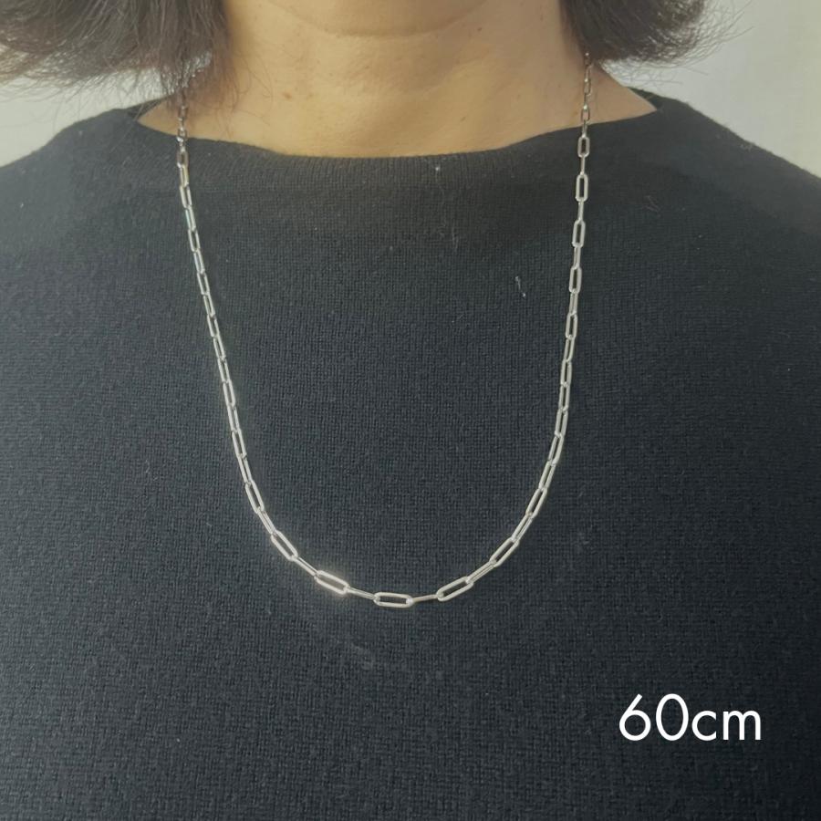 18金 ホワイトゴールド ペーパークリップ ネックレス チェーン 幅3mm 45cm 50cm 60cm 70cm K18 WG 角アズキ 中空 リンク メンズ RMジュエリー : RM ...