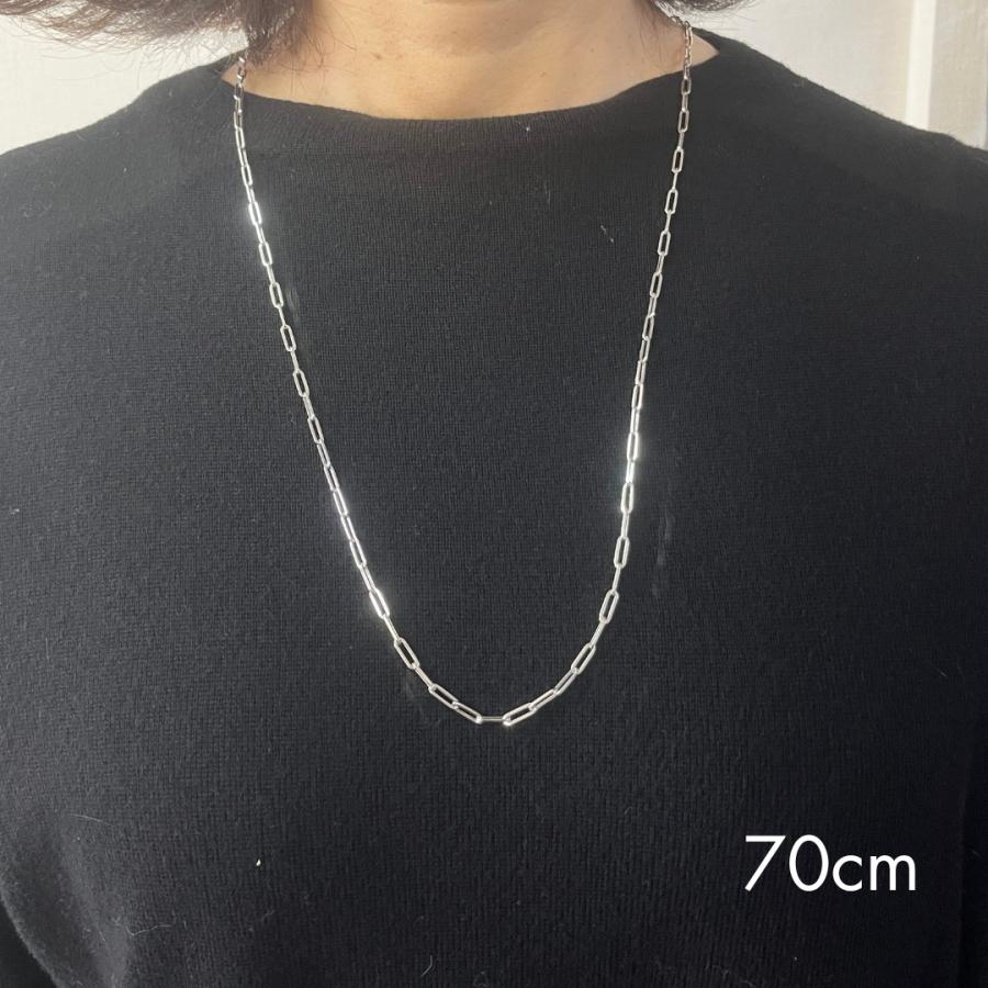 18金 ホワイトゴールド ペーパークリップ ネックレス チェーン 幅3mm 45cm 50cm 60cm 70cm K18 WG 角アズキ 中空 リンク メンズ RMジュエリー : RM ...