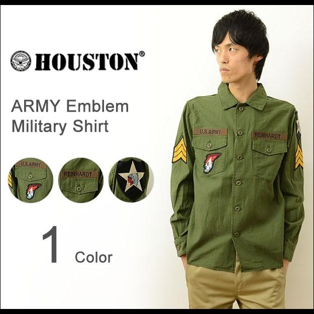 HOUSTON ヒューストン ARMY ワッペン ミリタリー シャツ メンズ HOUSTON ヒューストン ARMY ワッペン ミリタリー シャツ メンズ