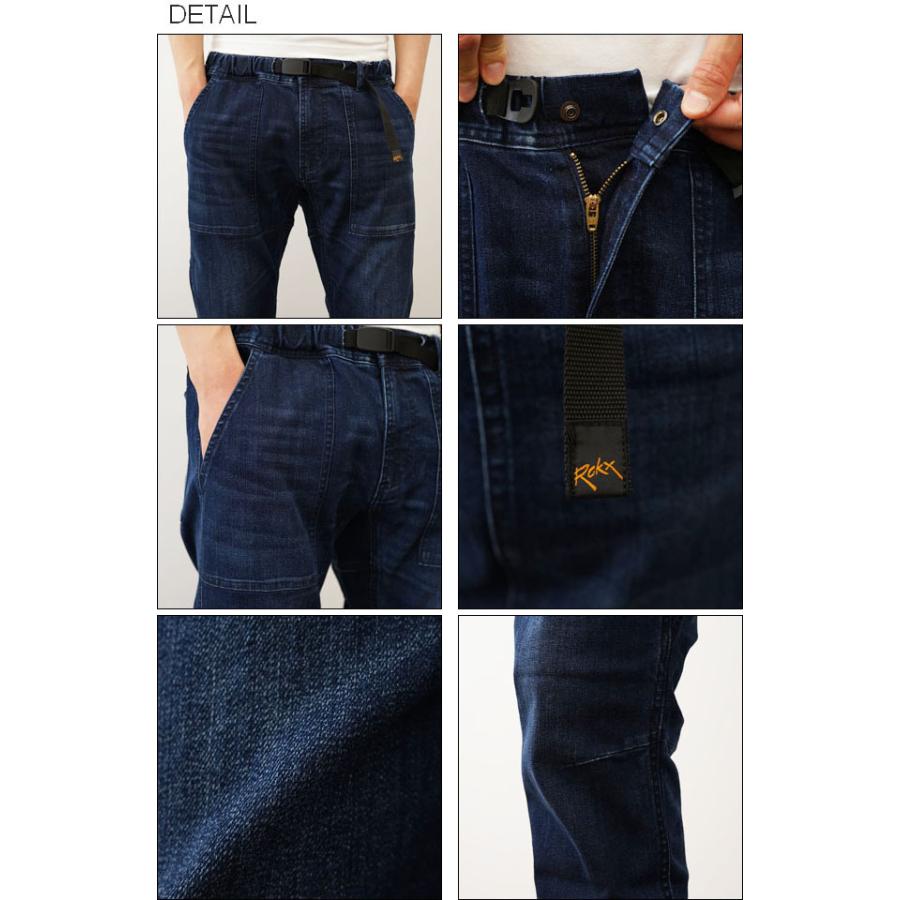 ROKX ロックス エムジー デニム ウッド パンツ メンズ ジーンズ ストレッチ クライミング 細身 テーパード ジョガー 裾リブ MG ...