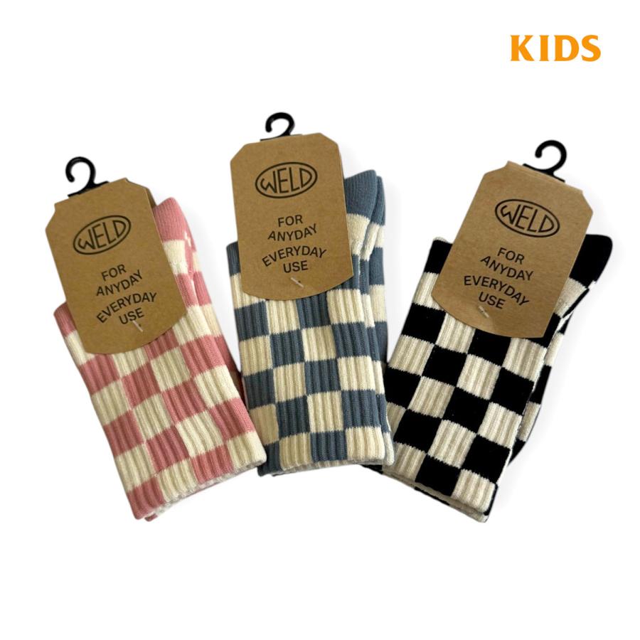 WELD MFG KIDS CHECKERBOARD SOCKS ウェルド チェッカー 靴下 ソックス キッズ 子供用 : ROBLES ...