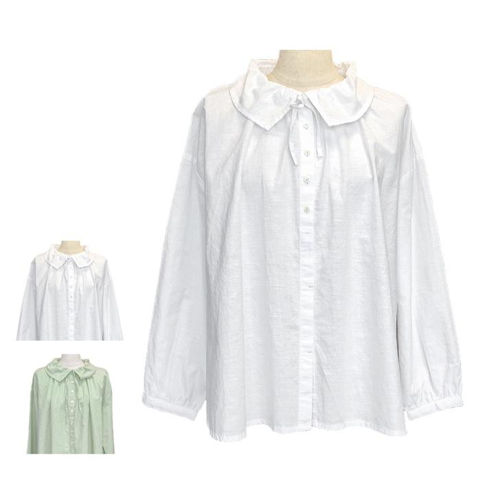 Bliss bunch（ブリスバンチ） コットンリネン ナチュラル ゆったり リボンブラウス レディース 大人可愛い おしゃれ 綿麻平織り ...