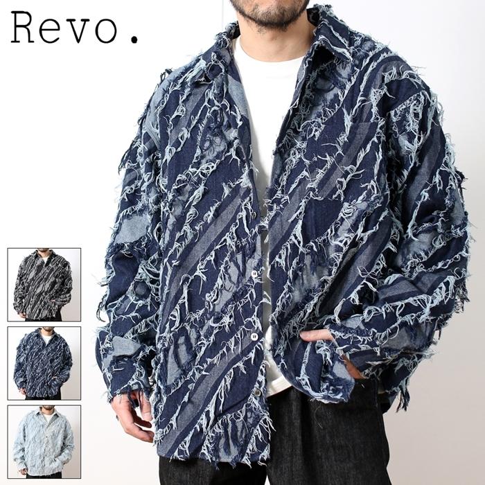 デニムシャツ Revo. レヴォ デニム シャツ ジャケット ルーズシルエット グランジディティール TH-3883 メンズ レディース ユニセックス ブランド (26-th3883 ...