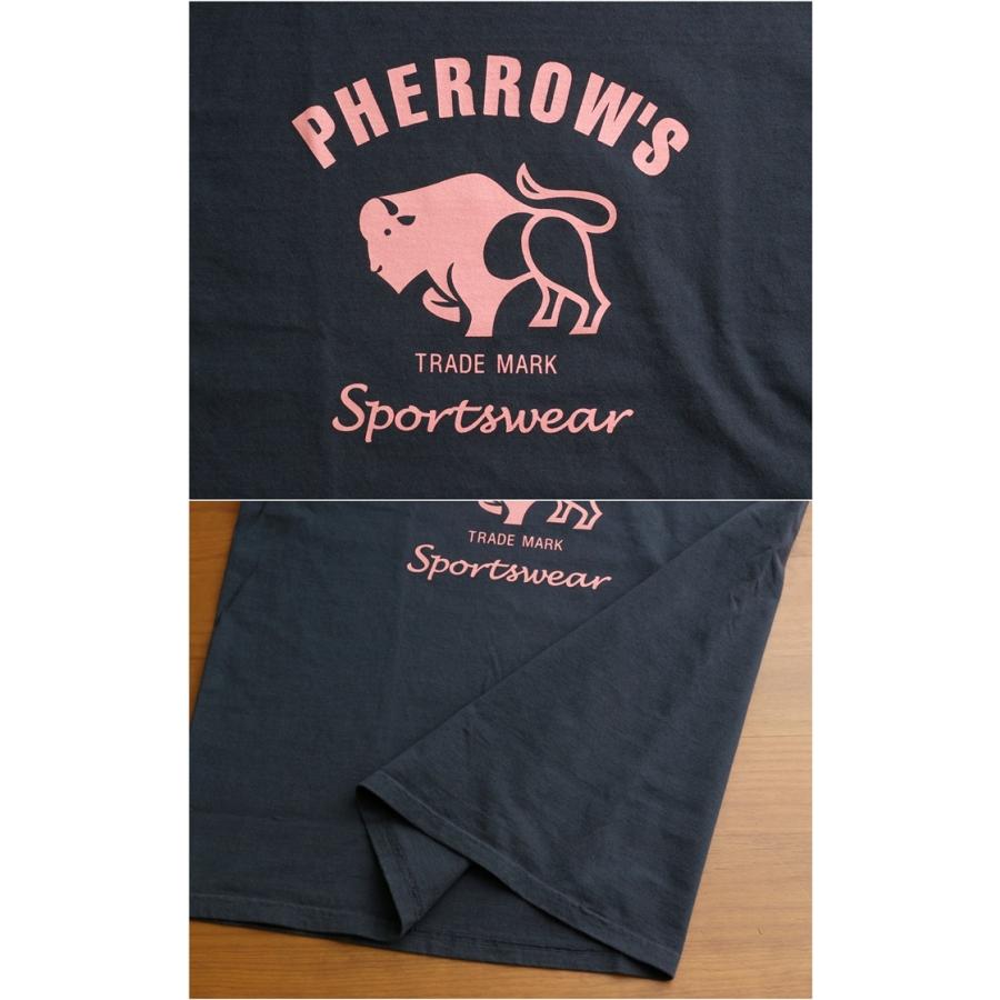 Pherrow's フェローズ Tシャツ 2024年 新作 24S-PT2 半袖 プリントTシャツ 厚手 定番ロゴ バッファローロゴ アイコン プリント アメカジ (32-pt2)(32 ...