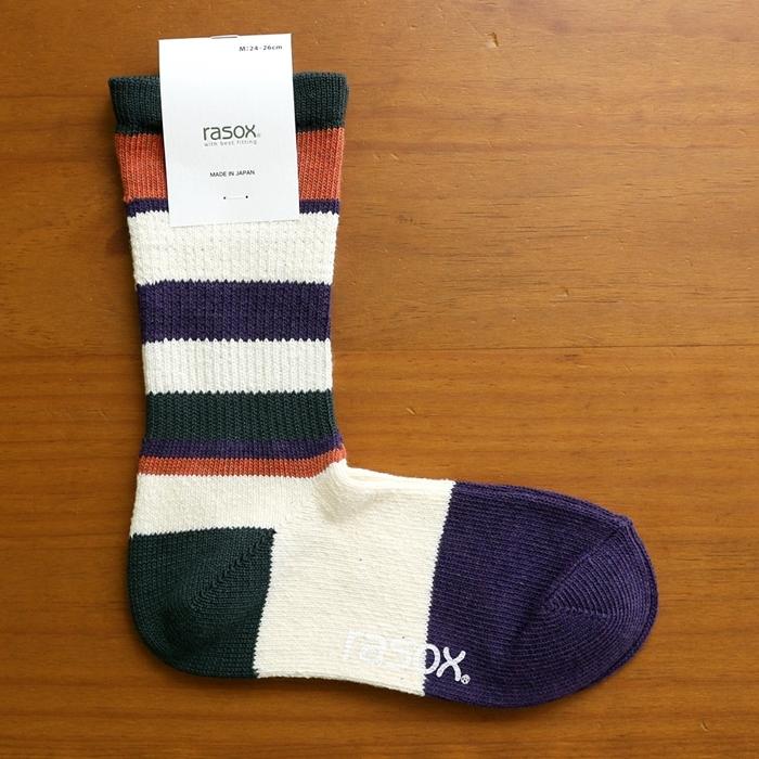 rasox（ラソックス） マルチボーダー・クルー 靴下 ソックス 配色 メンズ レディース ユニセックス ブランド L字型 男性用 女性用 ...