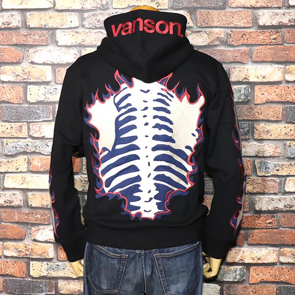 VANSON バンソン ZIP PARKA ジップパーカー FIRE SKELETON ファイヤースケルトン NVSZ-2501 : nvsz-2501 : CREAMSODA SHOP ...