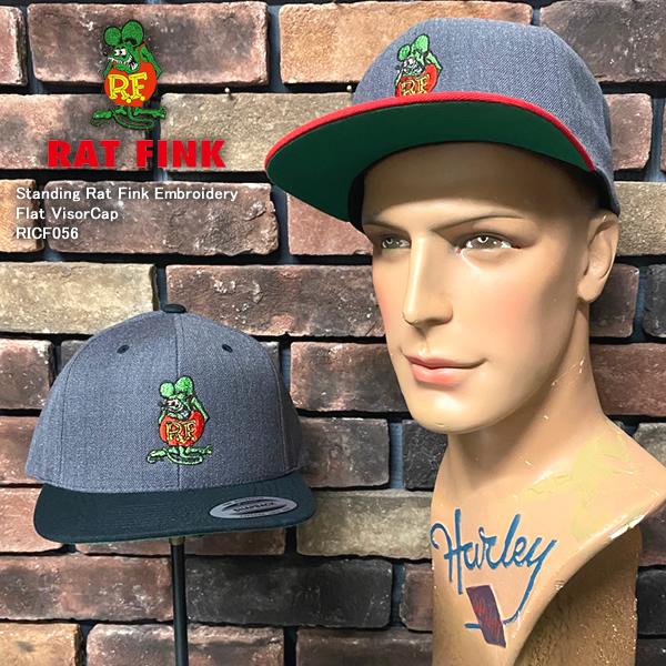 MOONEYES RAT FINK ラットフィンク Standing Rat Fink Embroidery Flat Visor Cap ...