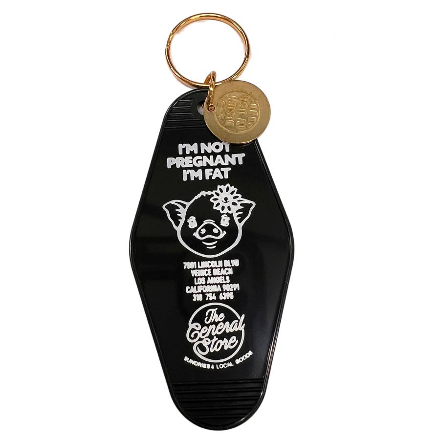 モーテル キーホルダー I'm not Pregnant.I'm fat. PIG ブタ BLACK ブラック アメリカン おしゃれ 両面 ホットスタンプ バイカー : ROCKWOOD ...