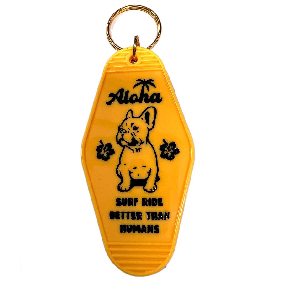 モーテル キーホルダー ALOHA FRENCH ON BORD フレンチブルドッグ YELLOW イエロー アメリカン おしゃれ 両面 ホットスタンプ バイカー : usmo-035-ye ...