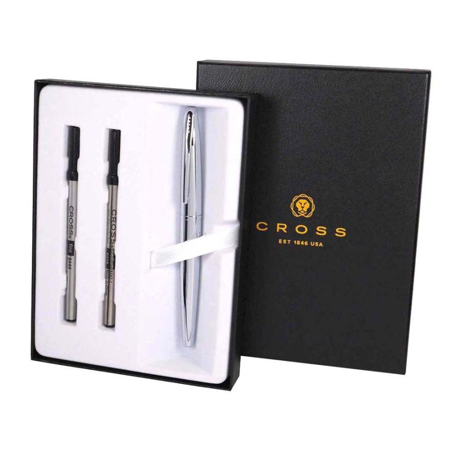 CROSS クロス ATX 885-2 ピュアクローム セレクチップローラーボール（水性） ギフトBOXとリフィール2本セット ...