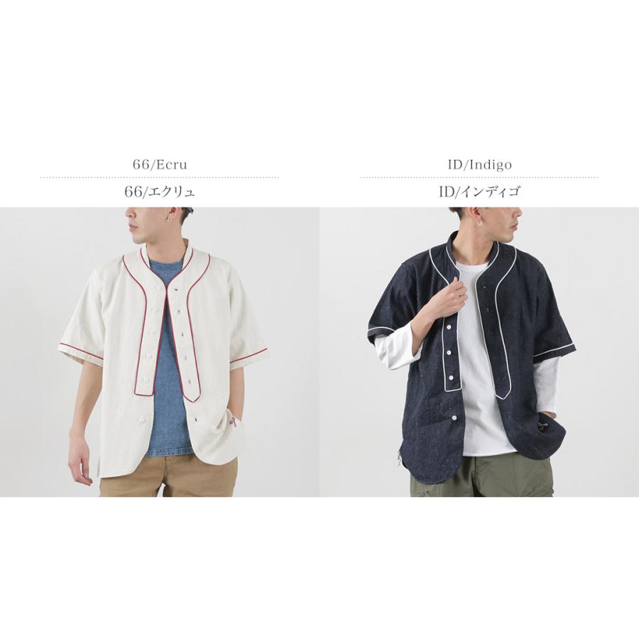 FOB FACTORY（FOBファクトリー） F3490 ベースボール シャツ / 半袖 メンズ デニムシャツ 麻 ヴィンテージ 日本製 :17747:ROCOCO Yahoo!店 - 通販 ...