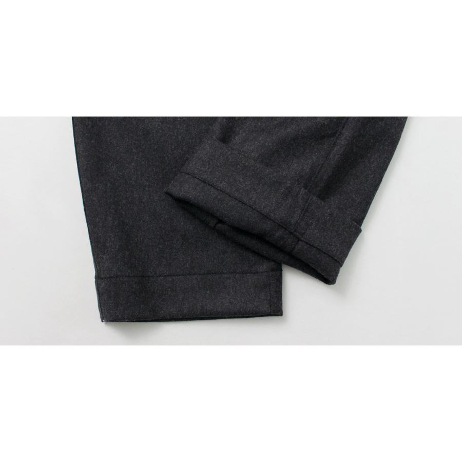 PARAGES（パハージ） ダブルプリーツ ウールパンツ / フランネル ストレッチ ツータック トラウザー メンズ : 18512 ...