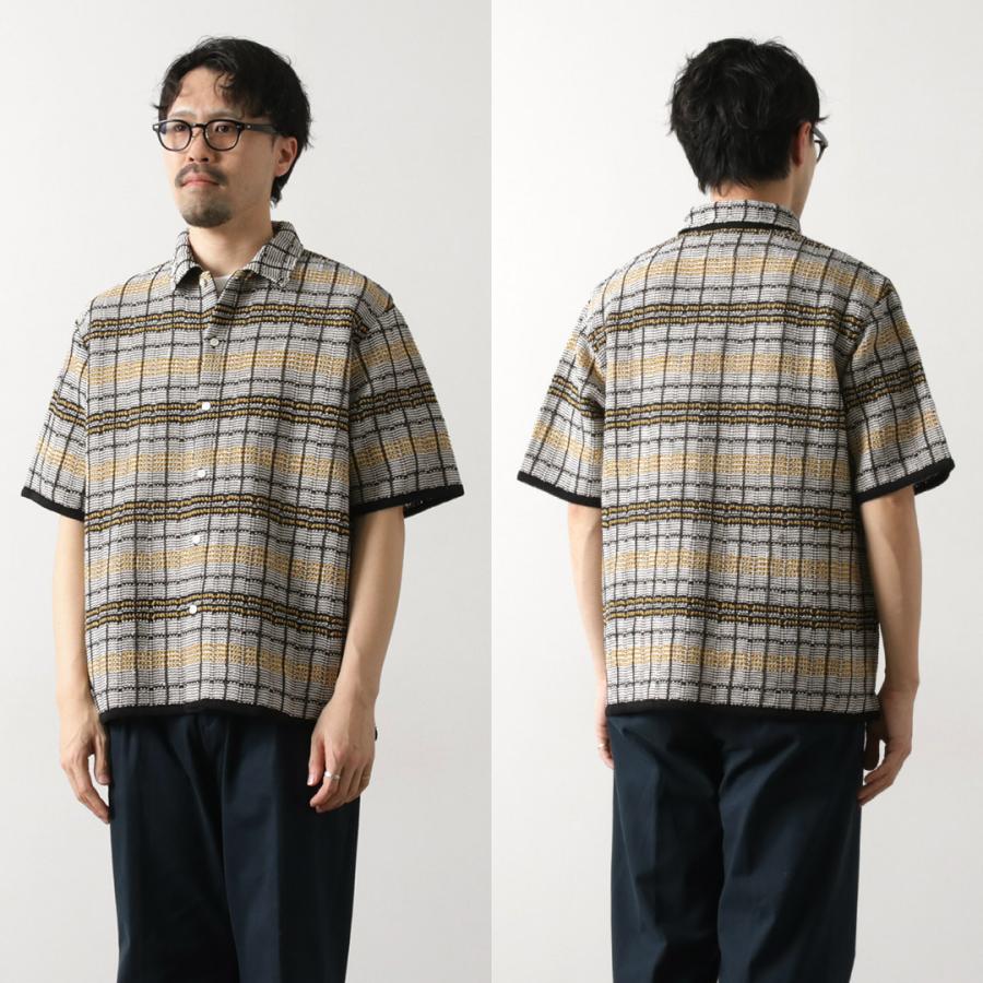 Coohem COOHEM（コーヘン） スカシ チェックツイード ニットシャツ / メンズ サマーニット 半袖 コットン 日本製 米冨 : ROCOCO Yahoo!店 - 通販 ...