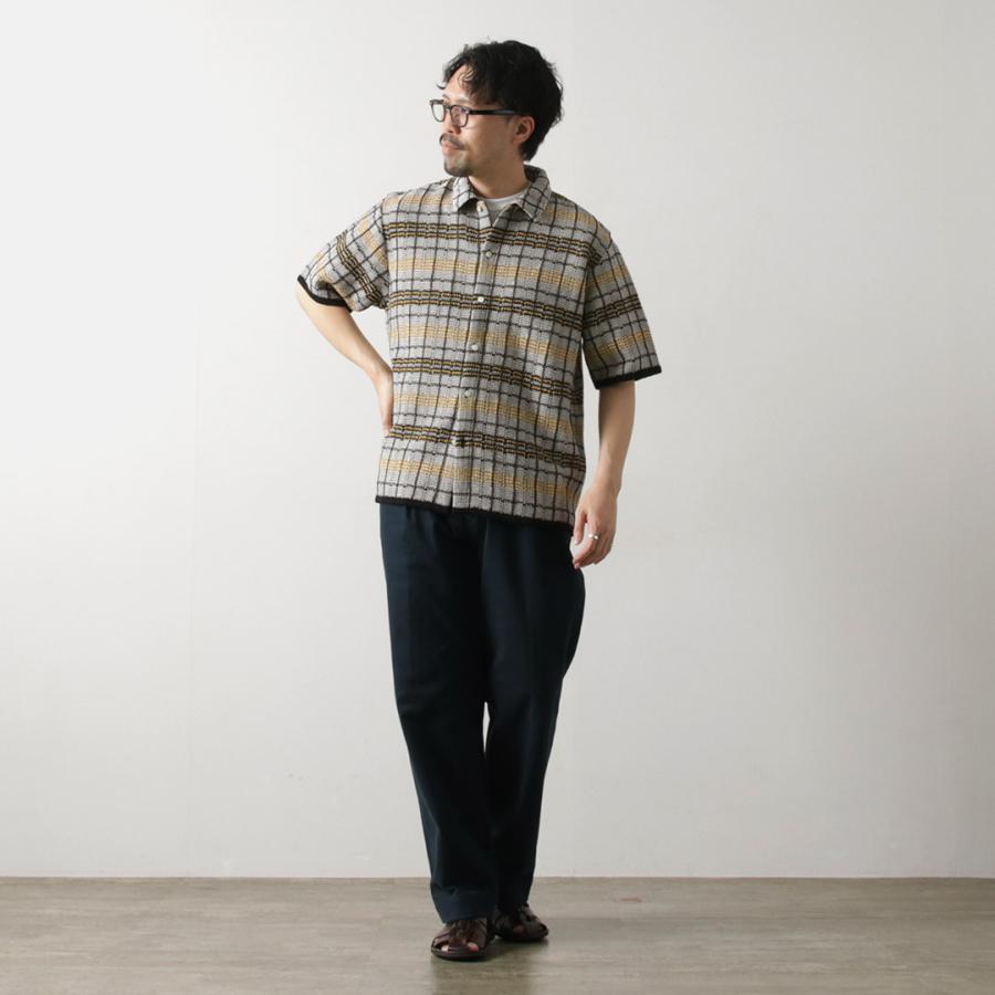 Coohem COOHEM（コーヘン） スカシ チェックツイード ニットシャツ / メンズ サマーニット 半袖 コットン 日本製 米冨 : ROCOCO Yahoo!店 - 通販 ...