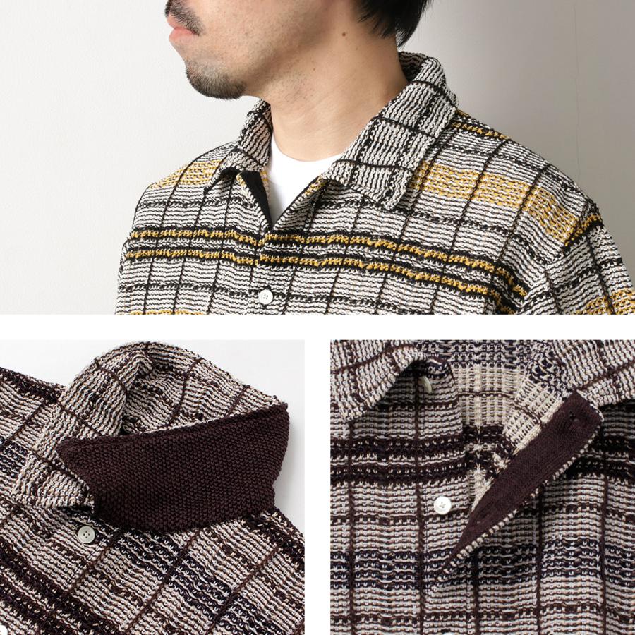 Coohem COOHEM（コーヘン） スカシ チェックツイード ニットシャツ / メンズ サマーニット 半袖 コットン 日本製 米冨 : ROCOCO Yahoo!店 - 通販 ...