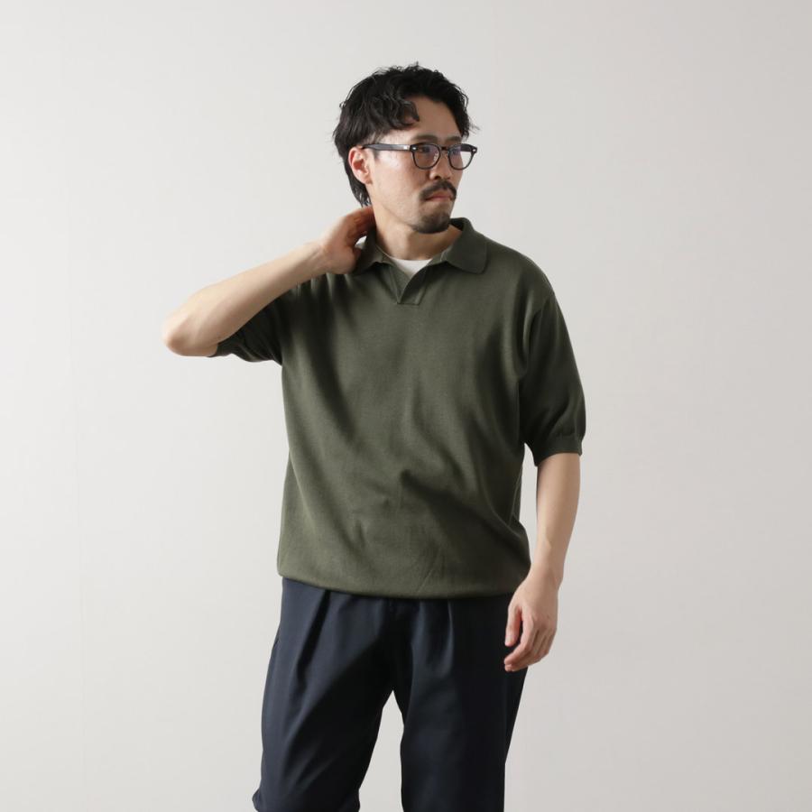 FUJITO FUJITO（フジト） コットンシルク スキッパーポロ / メンズ ニット トップス カットソー 半袖 Knit Skipper Polo : ROCOCO Yahoo!店 ...