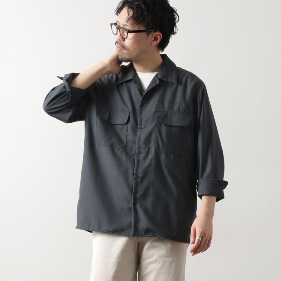 ROCOCO ROCOCO（ロココ） ポリエステル / ウール ボイル オープンカラーシャツ メンズ 薄手 長袖 : ROCOCO Yahoo!店 - 通販 - Yahoo!ショッピング