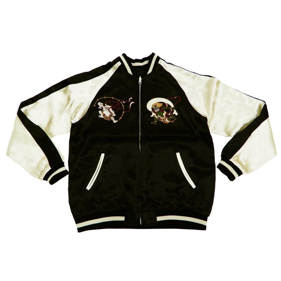 ジャパネスク スカジャン 3RSJ-003 風神雷神 刺繍 Japanesque メンズ スーベニアジャケット 黒×オフ 新品 ジャパネスク スカジャン 3RSJ-003 風神雷神 Japanesque メンズ