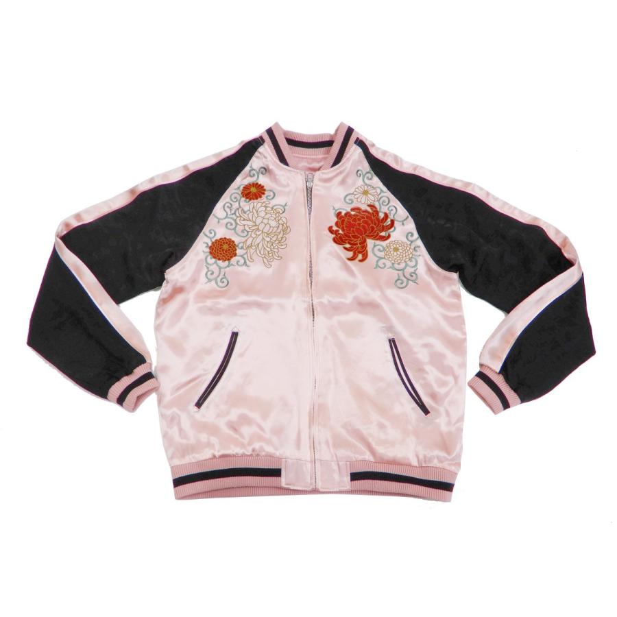 ジャパネスク スカジャン 3RSJ-703 菊と唐草模様 刺繍 メンズ 和柄