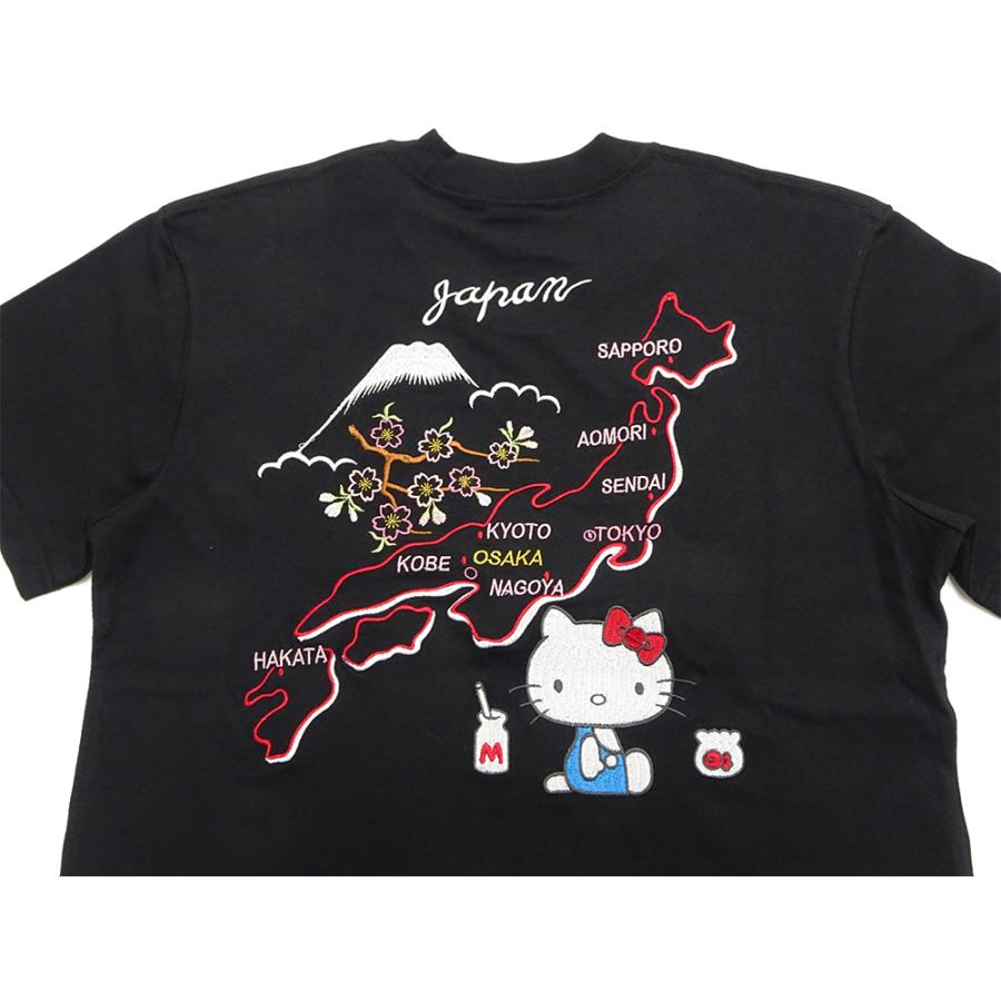 ハローキティ テンストライク 半袖Tシャツ キティちゃん 富士桜 日本地図 刺繍Tシャツ スカジャンデザイン HKST-002 新品 : 服の ...