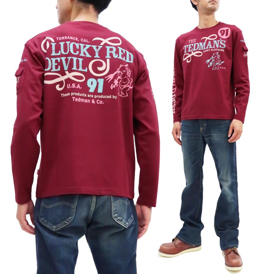 TEDMAN テッドマン 長袖Tシャツ ロンT LUCKY RED DEVIL バンダナロゴ エフ商会 TDLS-350 ワイン 新品 : 服の福助商店 - 通販 - Yahoo!ショッピング