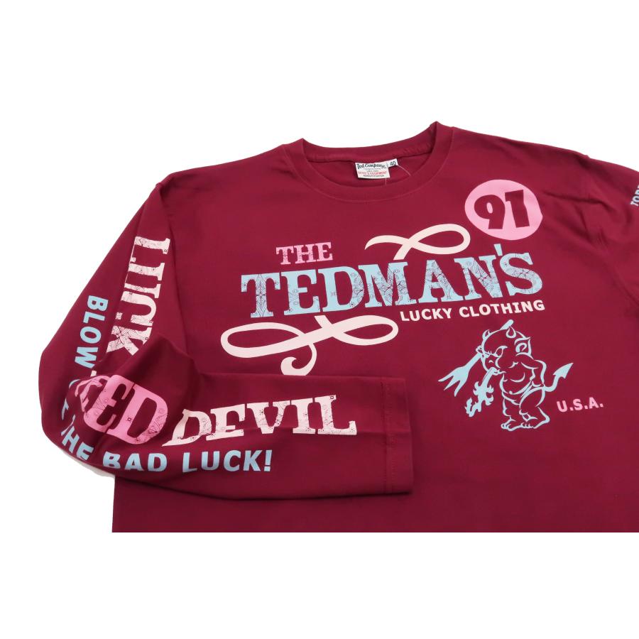 TEDMAN テッドマン 長袖Tシャツ ロンT LUCKY RED DEVIL バンダナロゴ エフ商会 TDLS-350 ワイン 新品 : 服の福助商店 - 通販 - Yahoo!ショッピング