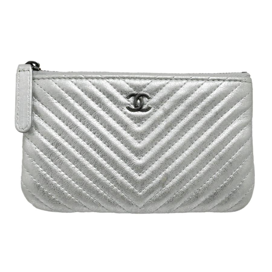 シャネル CHANEL Vステッチ シェブロン ラムスキン コインケース ポーチ ココマーク シルバー レディース 3676 : rodoyamaka - 通販 - Yahoo!ショッピング