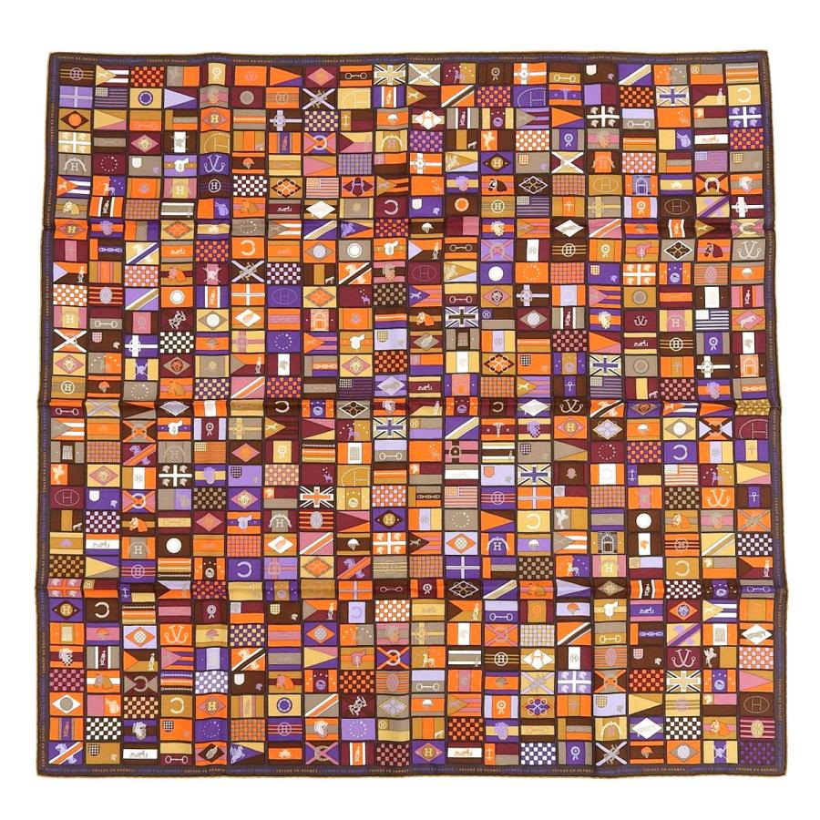 HERMES（エルメス） カレ90 HERMES EN VOYAGE ヴォヤージュ スカーフ シルク100% ブラウン×マルチカラー レディース 4246 : rodoyamaka - 通販 ...