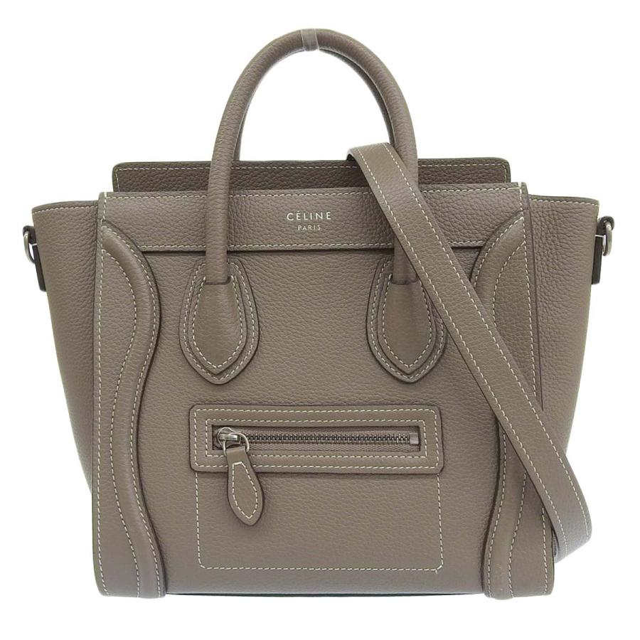 CELINE（セリーヌ） ラゲージ ナノショッパー 2WAY ショルダーバッグ ハンドバッグ レザー グレージュ レディース 4428 : rodoyamaka - 通販 - Yahoo!ショッピング