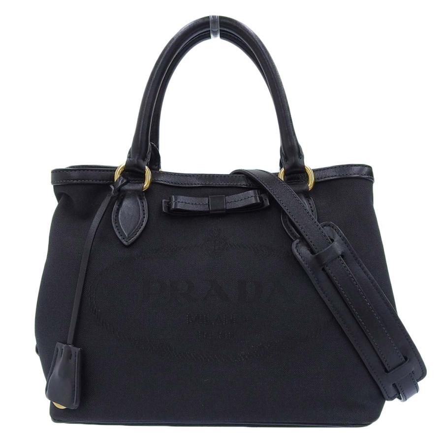 PRADA プラダ 2WAYトート ショルダーバッグ ハンドバッグ キャンバス×レザー ブラック レディース 4508 : rodoyamaka - 通販 - Yahoo!ショッピング