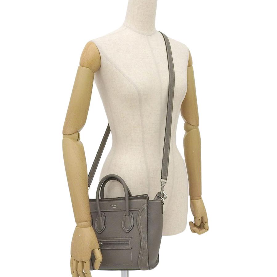セリーヌ CELINE ラゲージ ナノショッパー 2wayバッグ ハンドバッグ ショルダーバッグ レザー グレージュ レディース 168243 DRU. 0950 8317 ...
