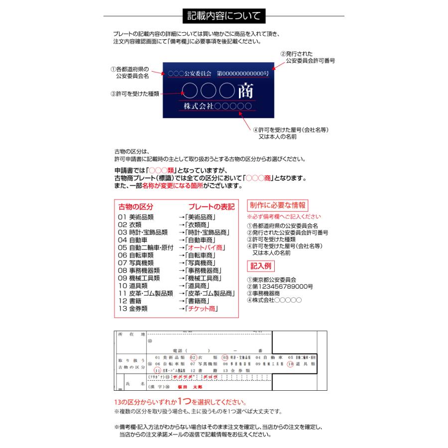 ニコニコsign 紺色 表示板 古物商プレートW160×H80mm 警察 公安委員会指定 古物商許可証 格安 標識 壁掛け用穴ありタイプ ...
