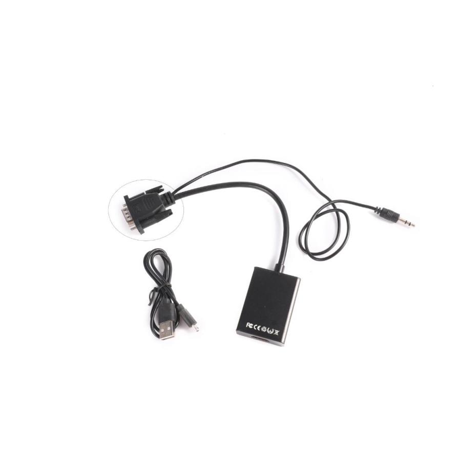 VGA HDMI 変換ケーブル ( → 方向 ) 音声出力 給電用 USBケーブル付 変換アダプタ モニター TV へ 【送料無料】mak ...