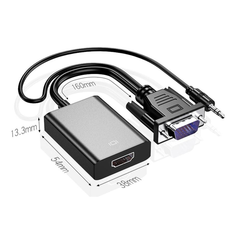 VGA HDMI 変換ケーブル ( VGA → HDMI 方向 ) 音声出力 給電用 USBケーブル付 変換アダプタ モニター TV へ 【送料無料】mak-h15 :makit-h15 ...