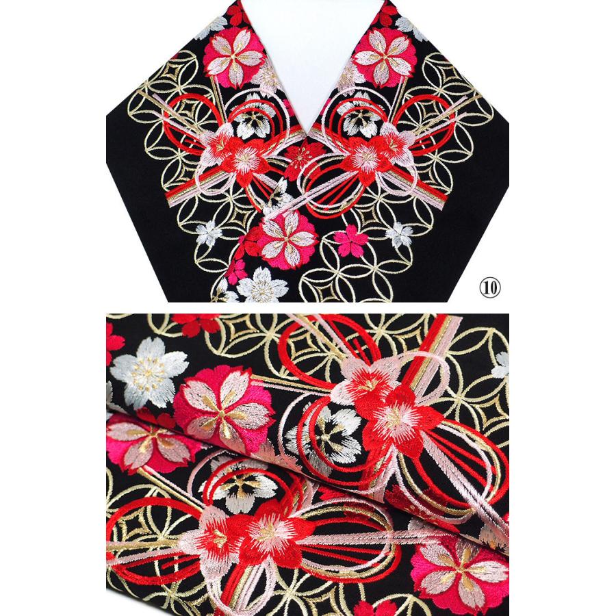 半襟 刺繍 半衿 振袖 成人式 水引 七宝 桜 古典 日本製 白地 金 赤 黒 レディース 卒業式 袴 フォーマル シルエリー 送料無料 t745 : t745 : ロマン着物みやがわヤフー ...