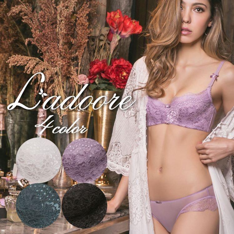 メール便可/ラドーレ(L'adoore) アンティーク調 レース ブラセット ブラショーツセット モテ セクシー 透け レース下着 レディース セット ブラジャー ショーツ ...